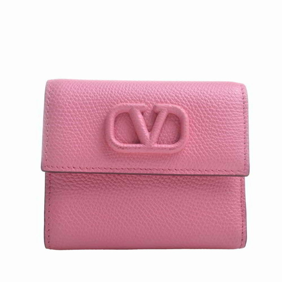 Valentino | Bags | Valentino Leather Vsling Trifold Wallet Pink | Poshmark